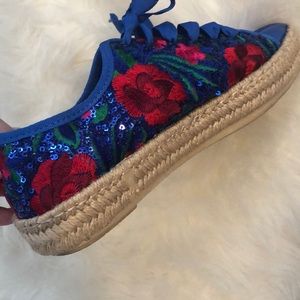 Shoes | Blue Red Rose Metallic Spanish Sequin Sneakers | Poshmark